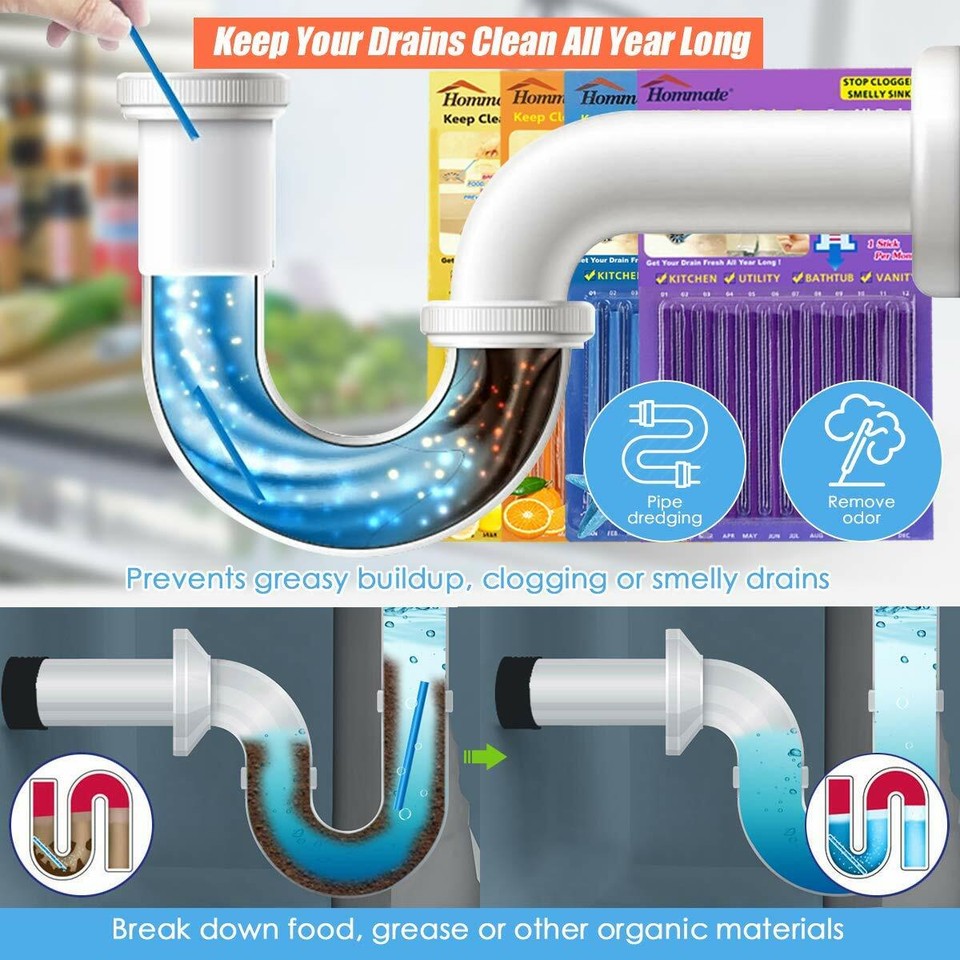 Drain Sticks Cleaner Deodorizer Sani Keeps Drains And Pipes Clear And ...