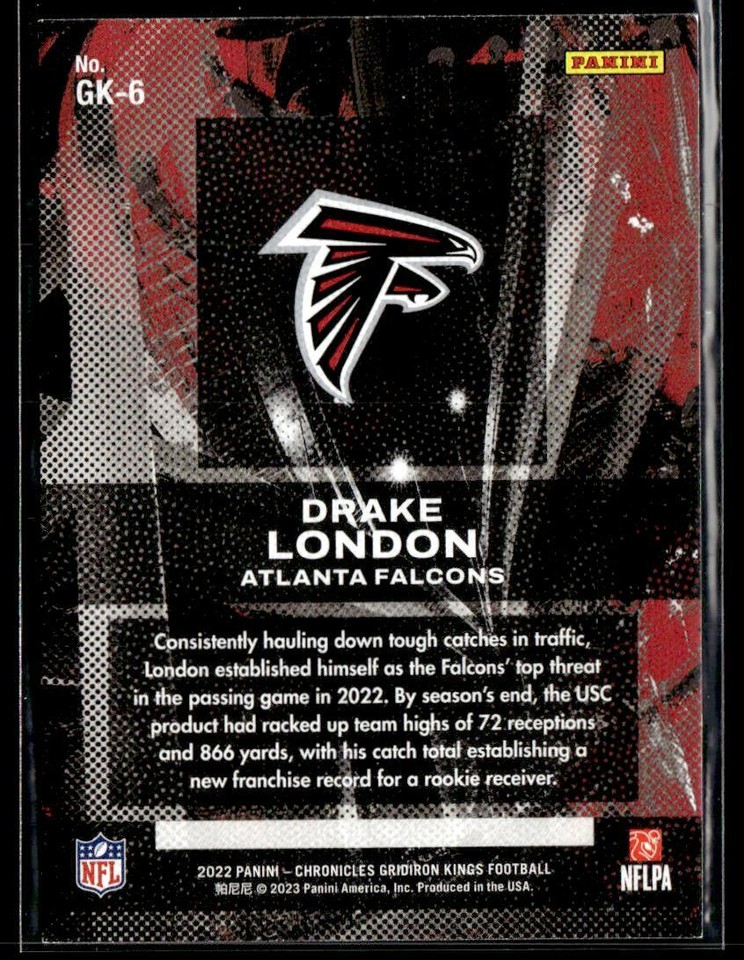 2022 Panini Chronicles GK-6 Drake London Atlanta Falcons Football Card ...