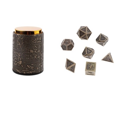 Egyptian Dice Cup with 7pcs Bronze Metal Polyhedral Dices for DnD ...
