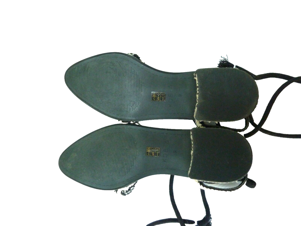 Kelsi Dagger Brooklyn Slingback Sandals 9 Pointy Toe Black/White Rope ...