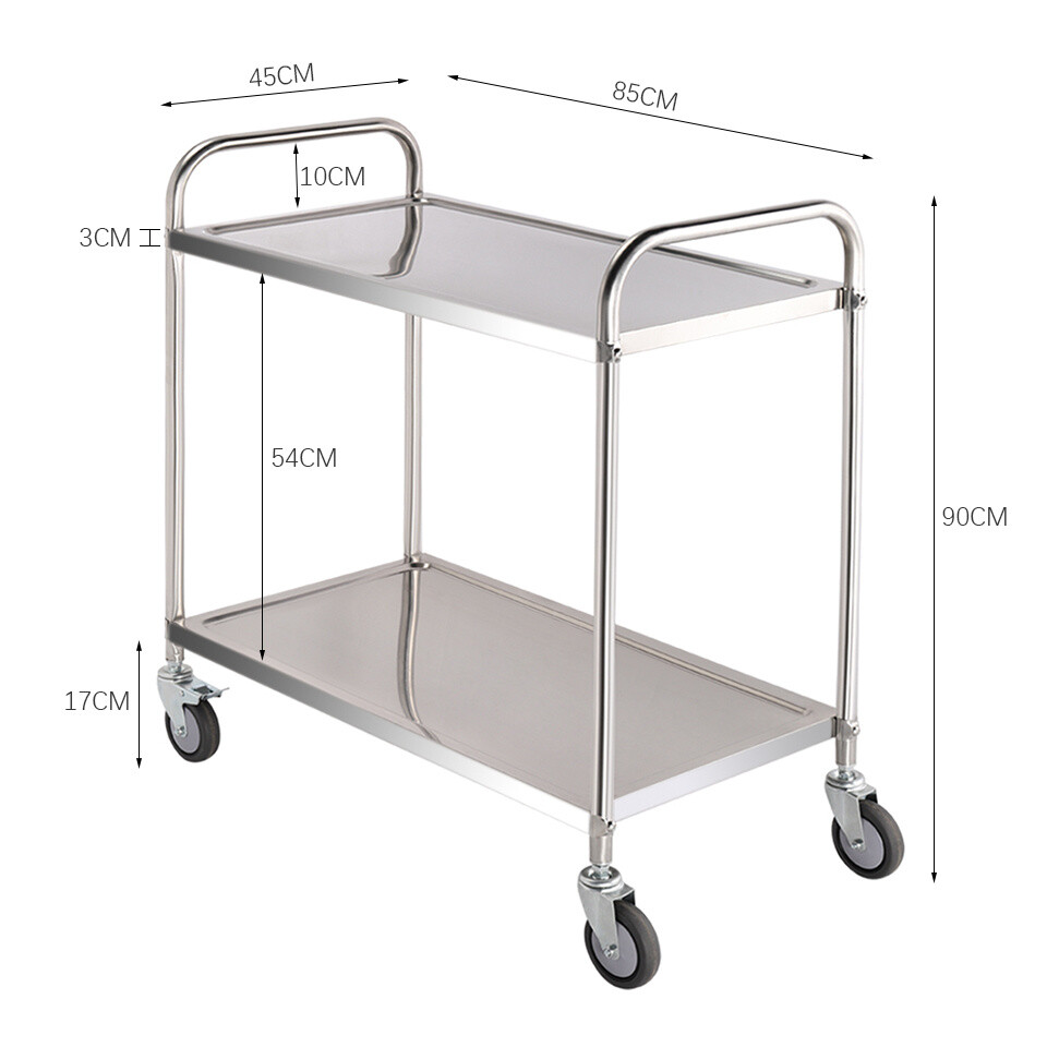 Stainless Steel Food Prep Trolley Shelf Catering Serving Cart Work ...