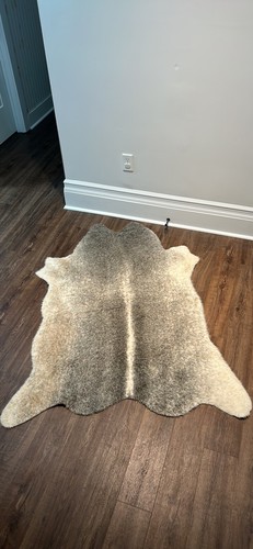 Anthropologie Faux Animal Hide Area Rug, 3'-10" x 5', Grey/Ivory | eBay