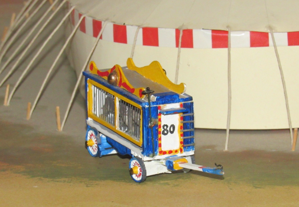 ho scale CIRCUS CAGE PARADE WAGON w/ 2 RHINOS for Model Train Layouts ...