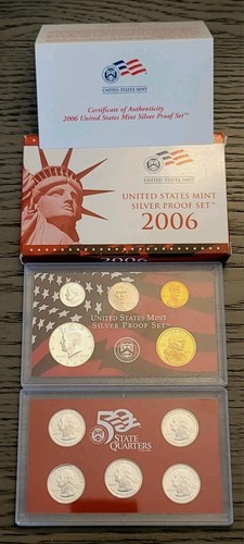 2006 U.S. SILVER MINT PROOF SET ☆ 10 COINS w/ Box & COA ☆ DEEP MIRROR ...