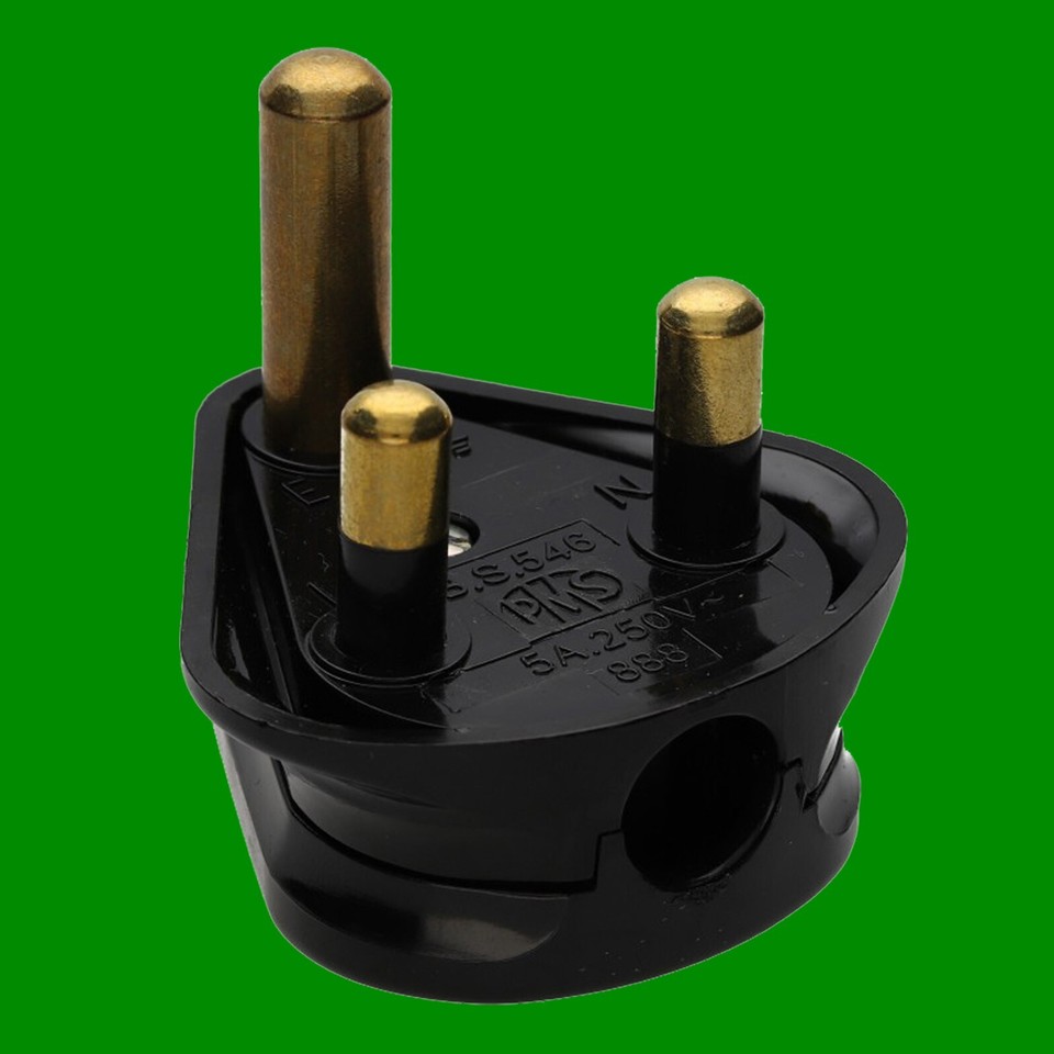 5A Black Round 3 Pin Mains Plug, BS546/A 5 Amp, For Stage & Theatre ...