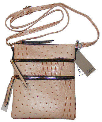 Crossbody Purse Ostrich Faux Leather Small 9"x8"x1" PETA Approved Vegan ...
