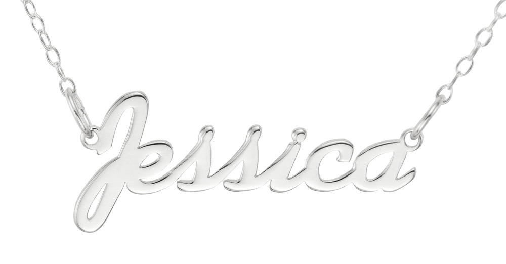 Jessica Name Plate Necklace Pendent Sterling Silver female Personalized ...