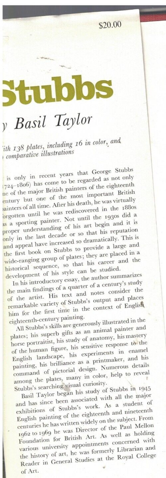 Stubbs (Icon editions) by Taylor, Basil, Hardcover with Jacket, VG ...