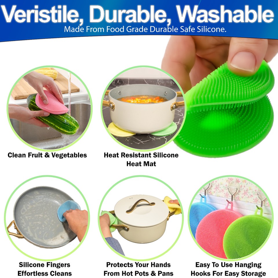 Magic Silicone Sponge Dish Scrubber Kitchen Cleaning & Washing Brush ...