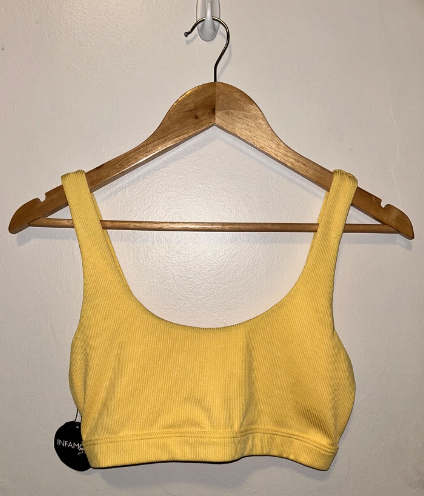 IMFAMOUS SWIM yellow ribbed textured gia bikini top, size L | eBay