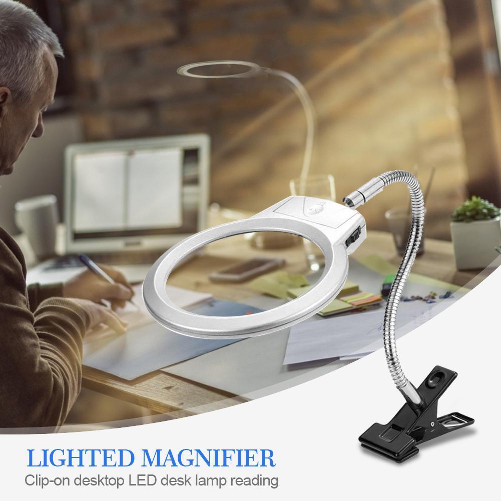 Magnifier Clip-on Lighted Table Desk LED Clamp Lamps 2x 5x Magnifying ...