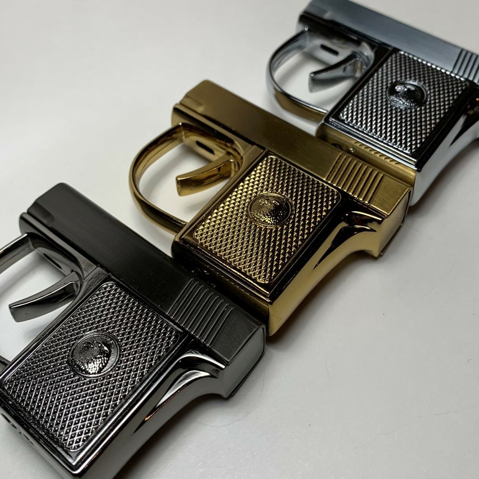 Mini *METAL* Pocket Pistol Gun Lighter Adjustable Jet Torch Flame Boxed ...