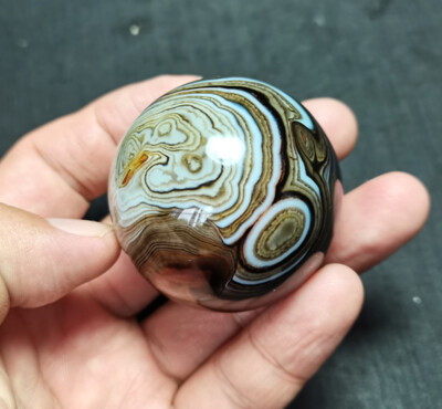 TOP 136 G 46MM Natural Polished Banded Agate Crystal Sphere Ball ...