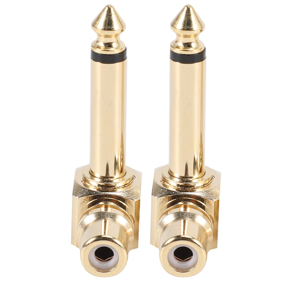 2-PACK Female Jack to 1/4 inch Mono Male Plug Right Angle Audio ...