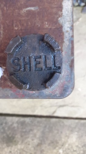 RARE SHELL 3 Shilling clam 2 GALLON PETROL 1930s FUEL Can brass cap ...