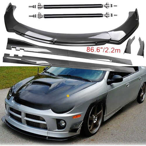 For Dodge Neon Carbon Fiber Front Bumper Lip Spoiler 86.6" Side Skirt ...