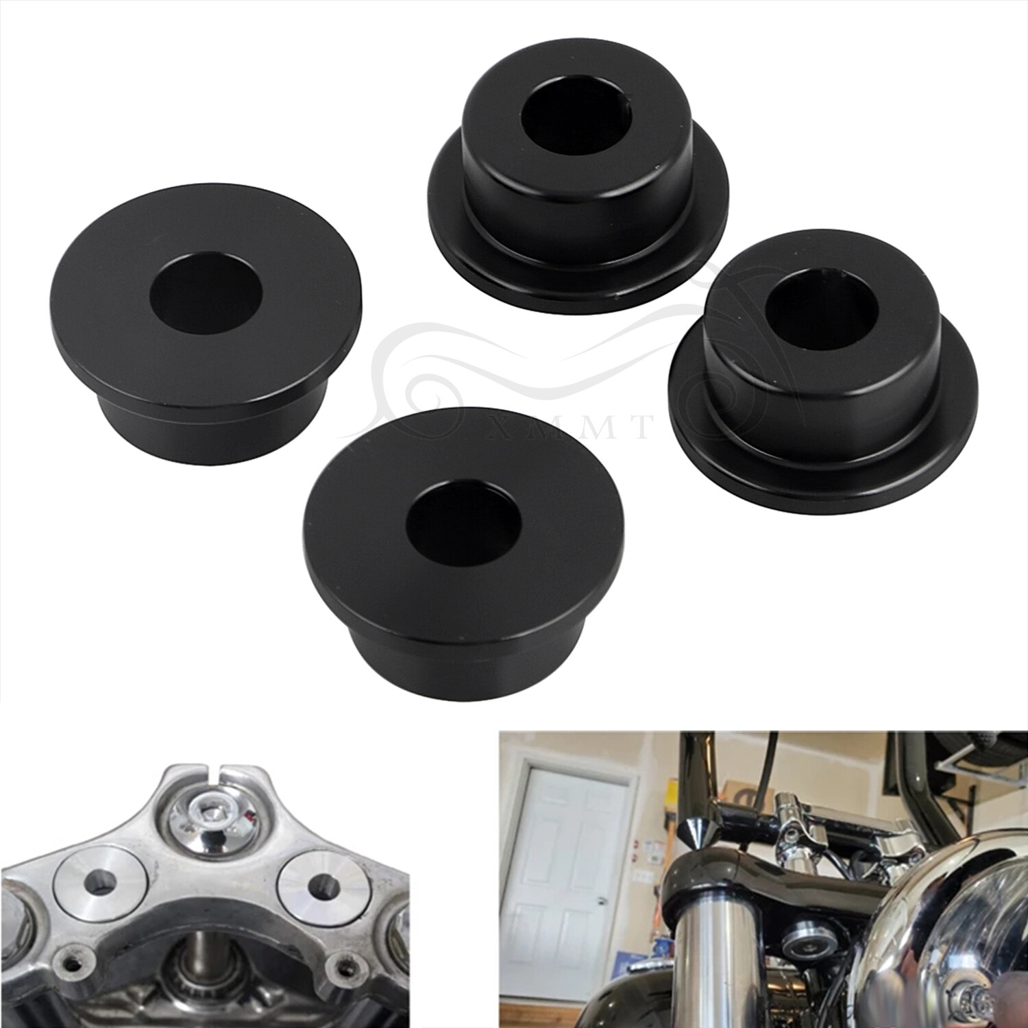 Black Handlebar Riser Bushings Mounts For Harley Softail FXST Wide ...