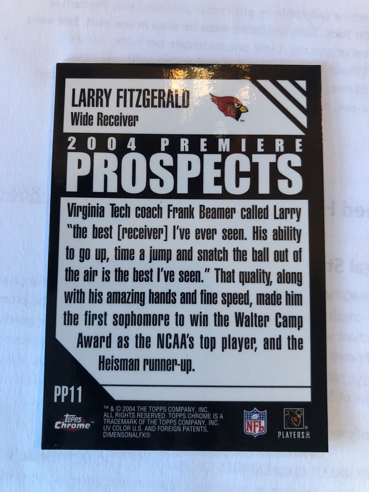 2004 Larry Fitzgerald RC Topps Chrome Premiere Prospects Rookie | eBay