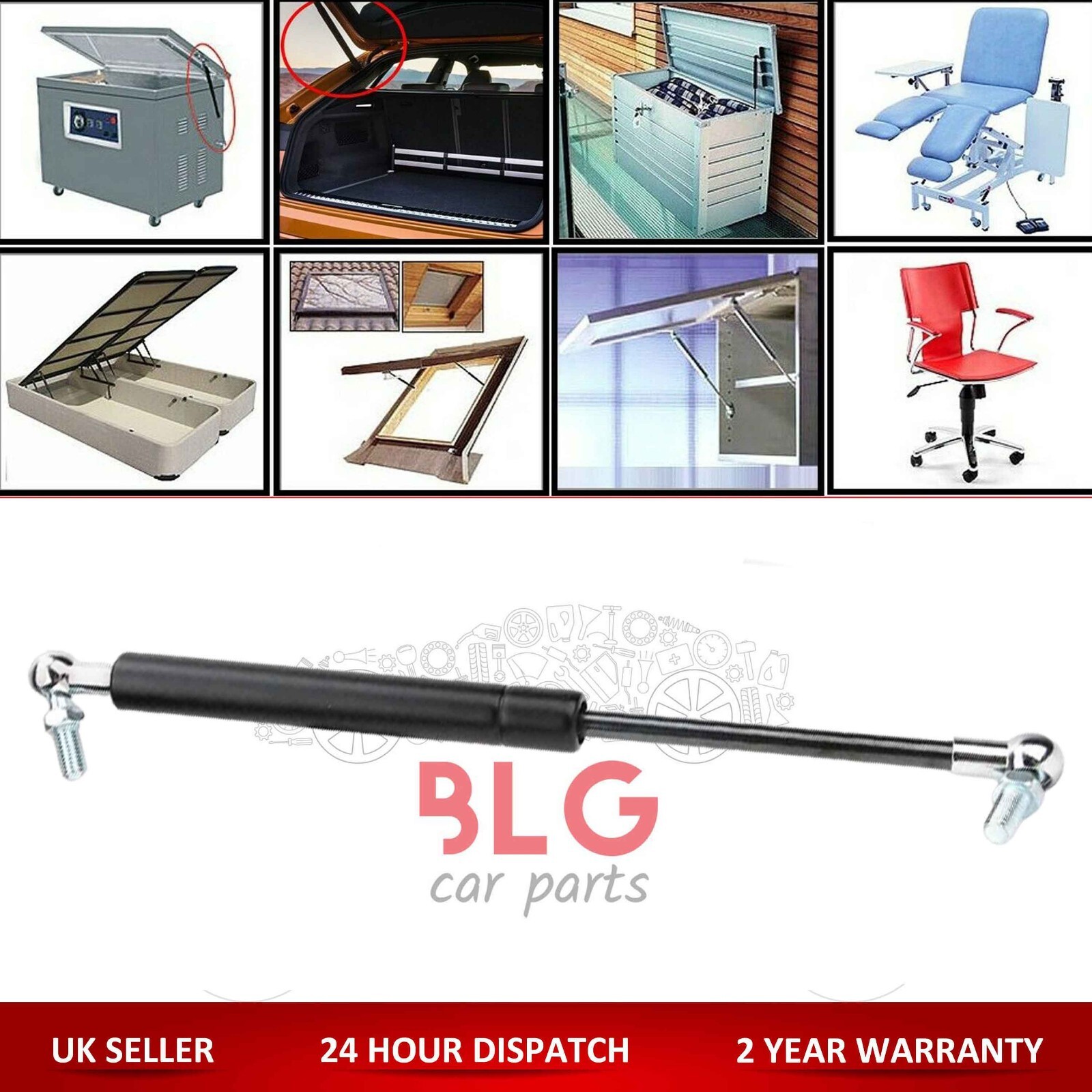 1X UNIVERSAL GAS STRUTS 200-1000MM MULTI PURPOSE 100-1200N BALL JOINT ...