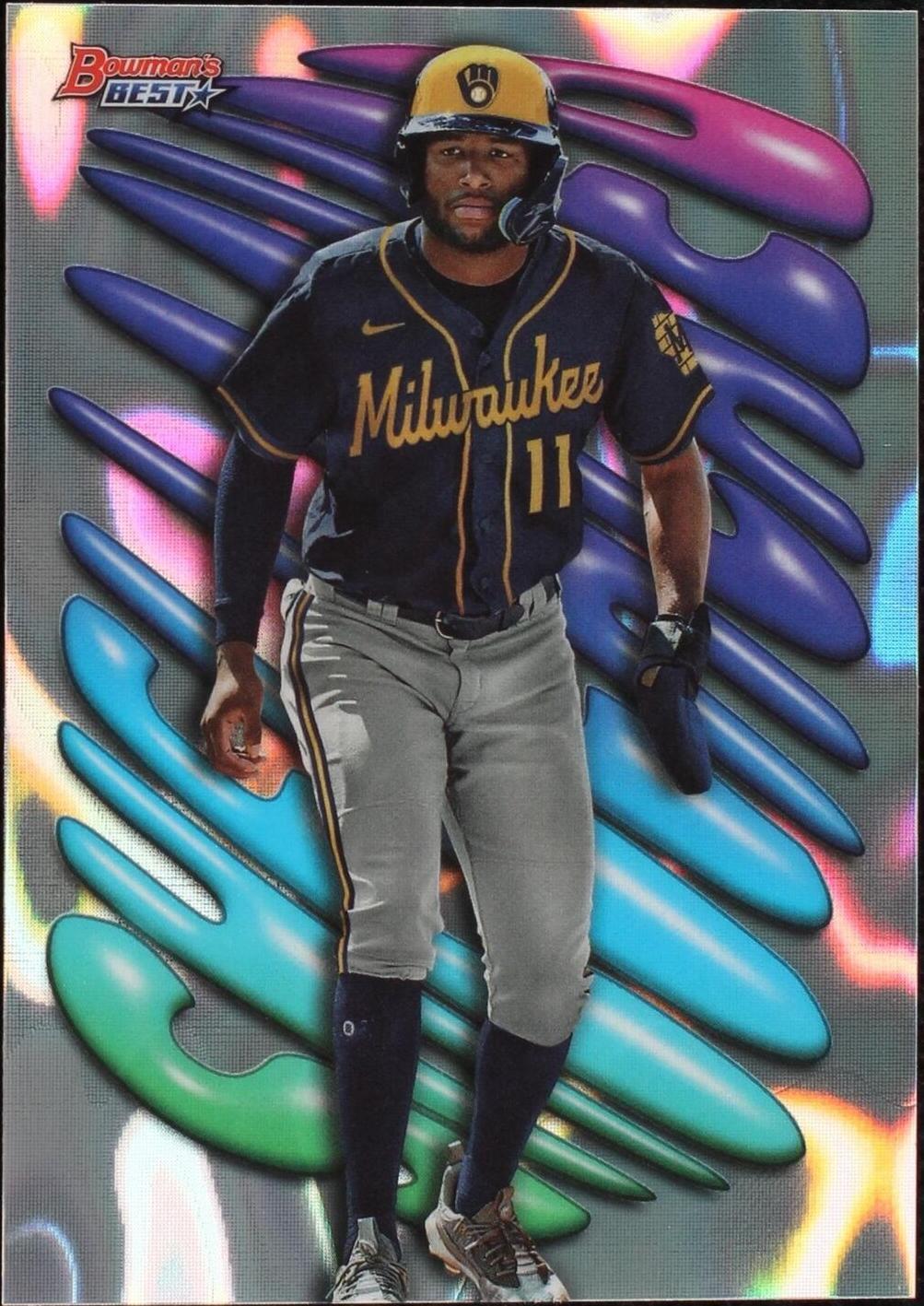 2023 Bowman's Best - Shellacked Jackson Chourio #SH-13 Lava Refractor ...