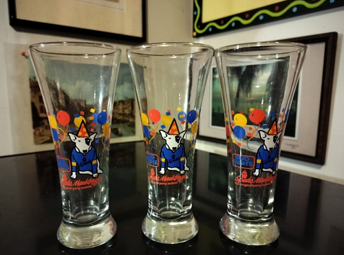 Set of 3* Vintage 1987 BUD LIGHT *Spuds MacKenzie* BEER GLASSES *FREE ...