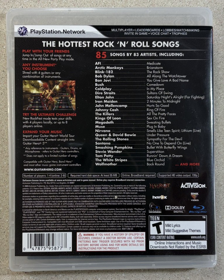 Guitar Hero 5 (Playstation 3) | eBay