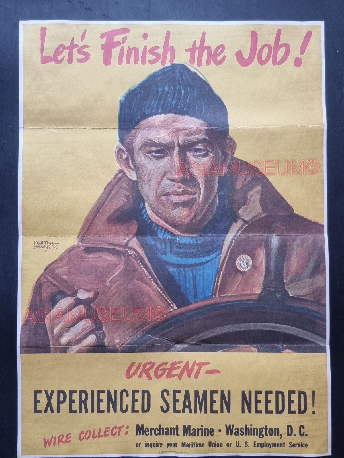 1943 WW2 USA AMERICA SEAMAN LET'S FINISH THE JOB MARINE SAILOR ...