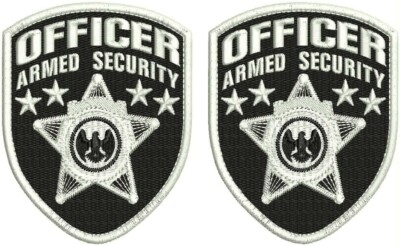 OFFICER ARMED SECURITY 2 EMB PATCH SHOULDER 4.5X3.75 HOOK ON BACK WHITE ...