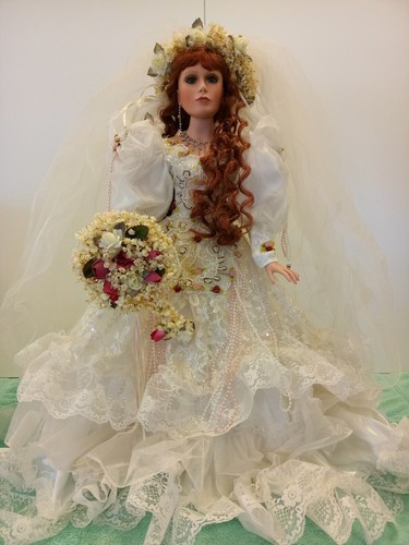 artist Rustie Autumn Glory Bride Porcelain Doll Danbury Mint 2005 with ...