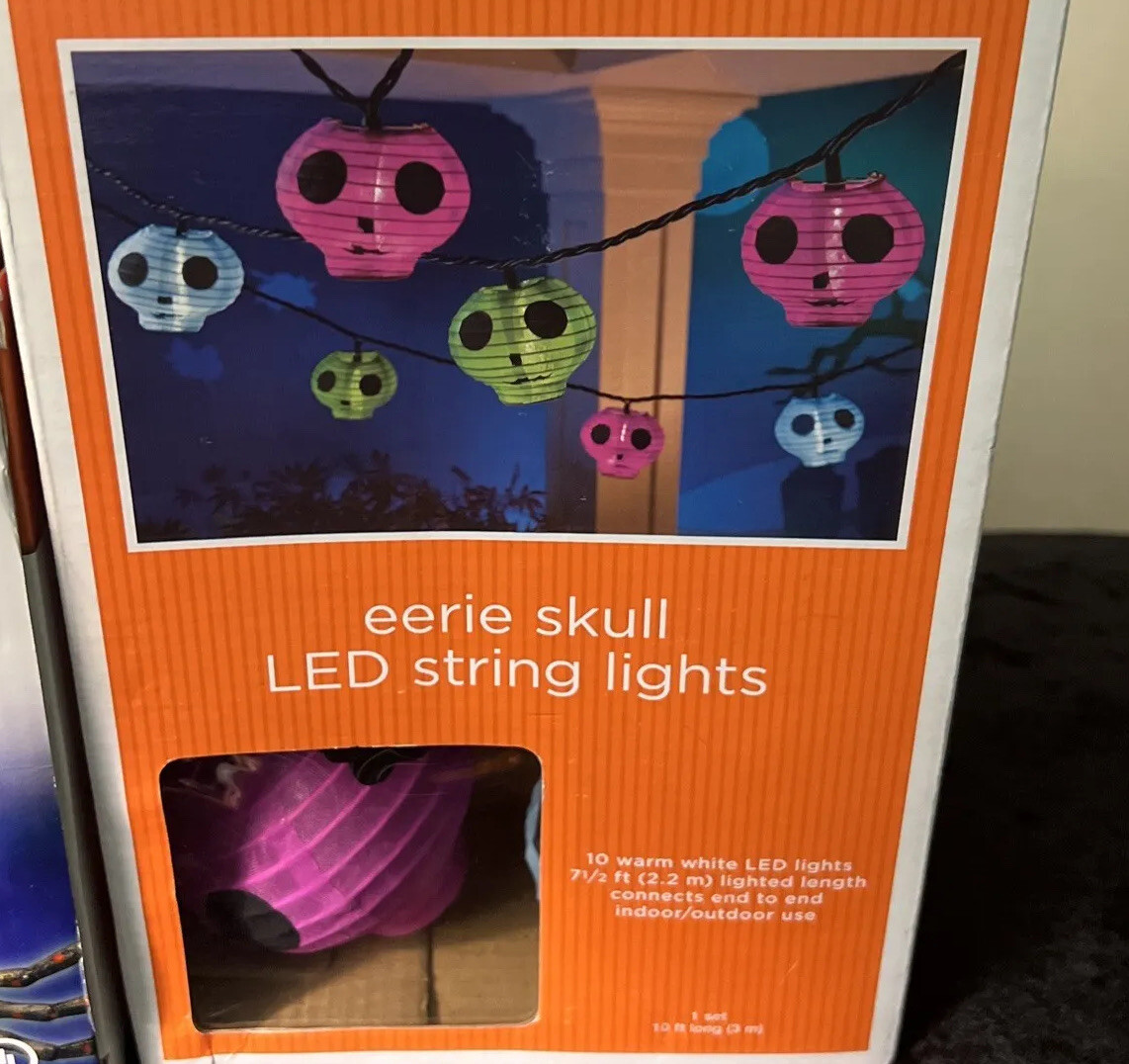Eerie Skull Halloween LED Multicolor String Lights Set NEW! | eBay