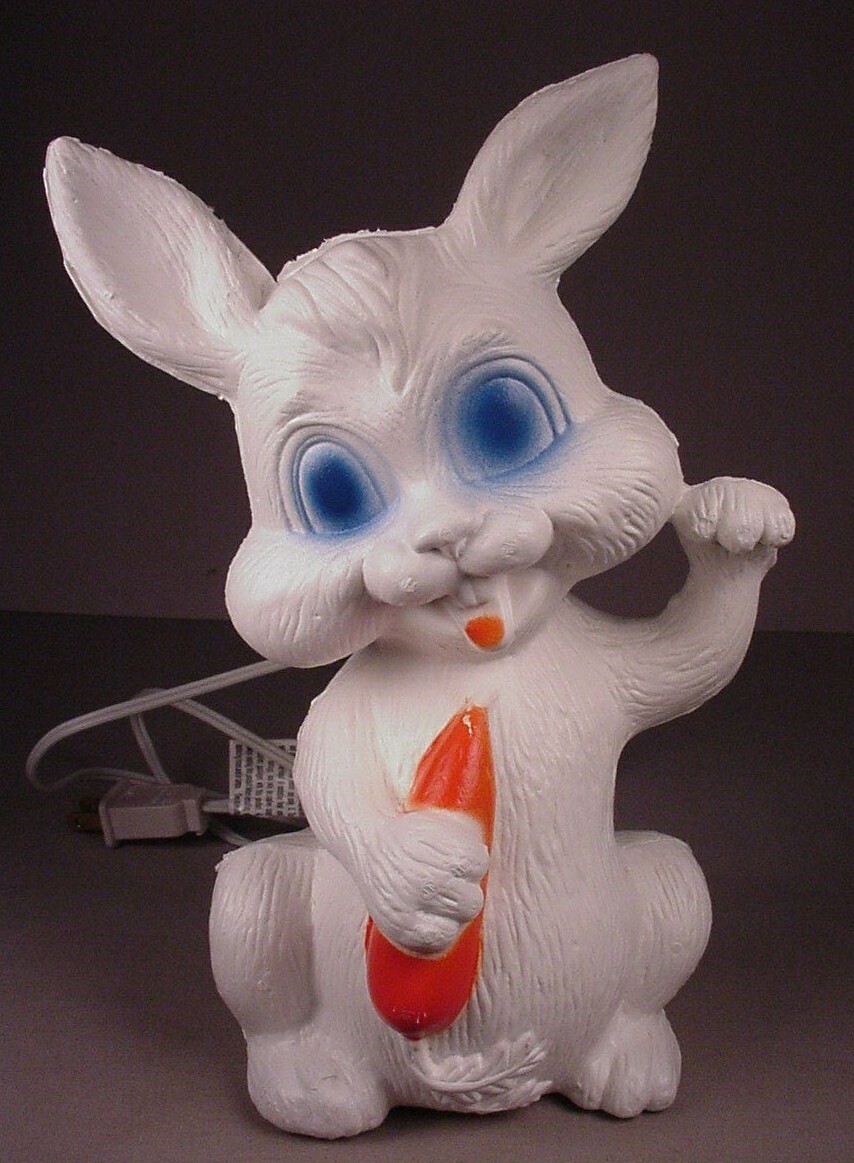 Vintage Easter Bunny plastic Light up Rabbit 11" blow mold blowmold ...
