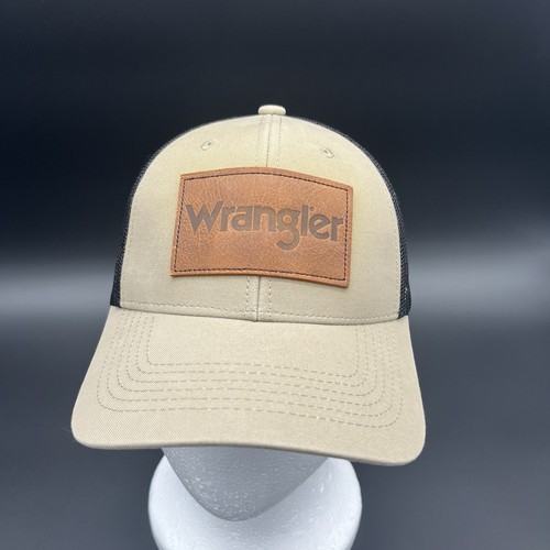 Wrangler Hat Cap Snap Back Trucker Patch Mesh Leather Men's One Size ...