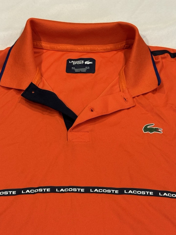 Men's Lacoste Sport Short Sleeve Polo Shirt Size XL Fr6 Orange/Blue ...