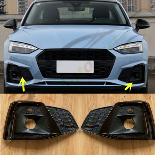 Replace For Audi A5 2020-2022- Bright Black Front Bumper Fog Light ...