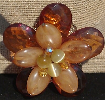 Lucite Amber Color Flower Pendant Brooch | eBay