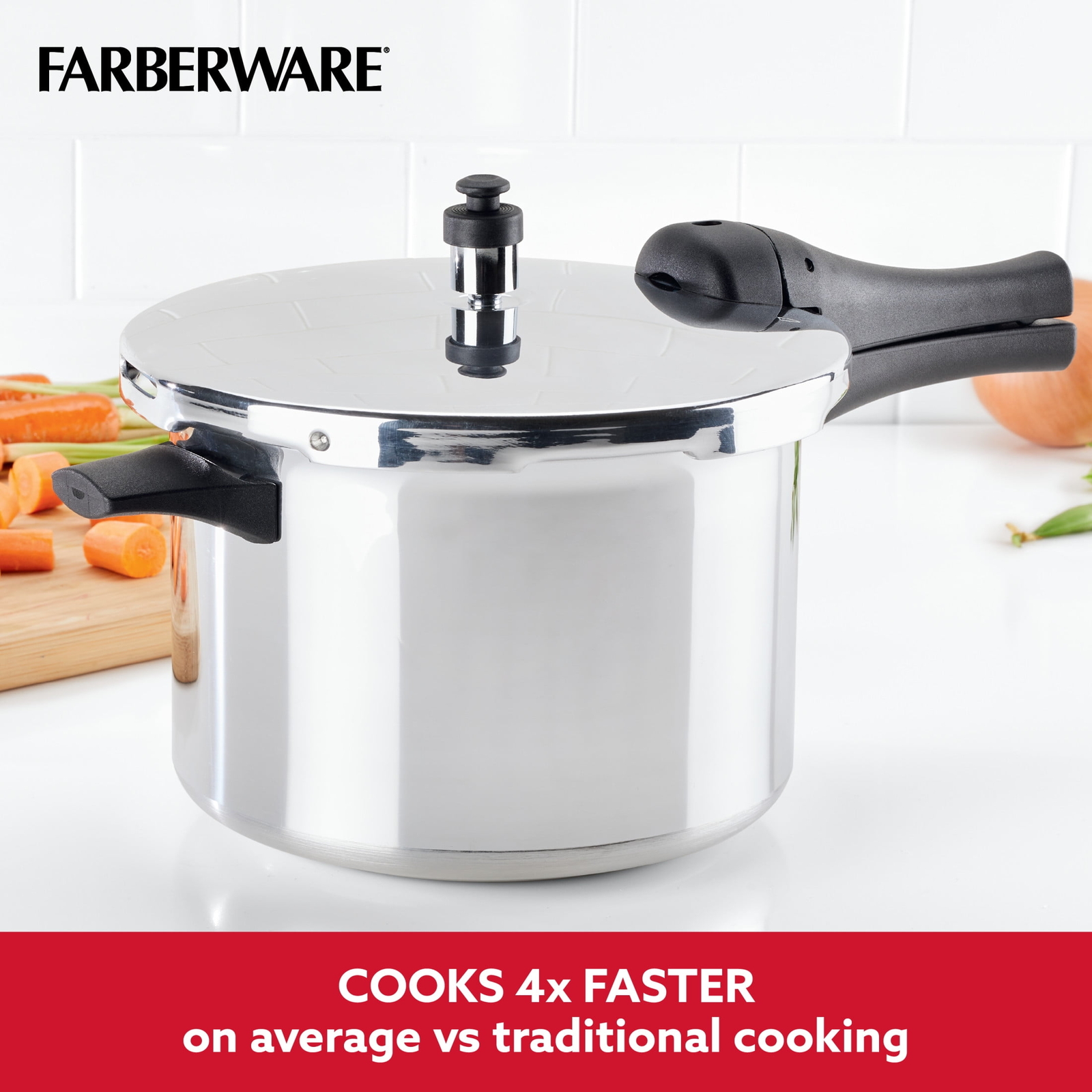 Farberware 6-Quart Aluminum Stovetop Pressure Cooker, 15 PSI Durable ...