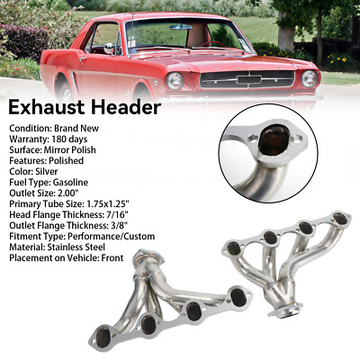 Stainless Hugger Exhaust Headers Fits Ford Short Block Windsor 289 302 ...