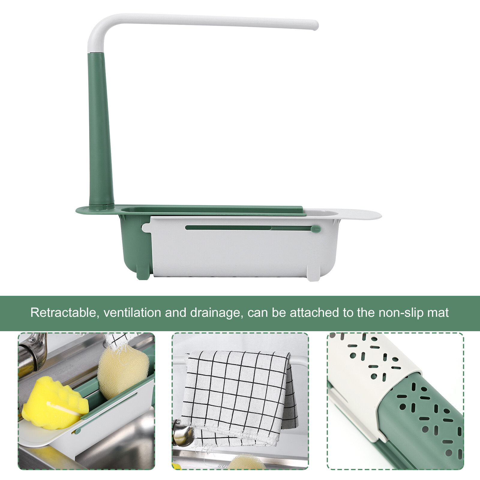 AU Telescopic Sink Holder-Home Kitchen Expandable Storage Drain Basket ...