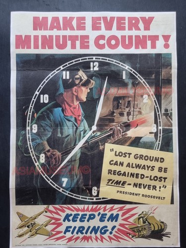 1943 WW2 USA AMERICA PACIFIC WAR MAKE EVERY MINUTE COUNT TANK ...