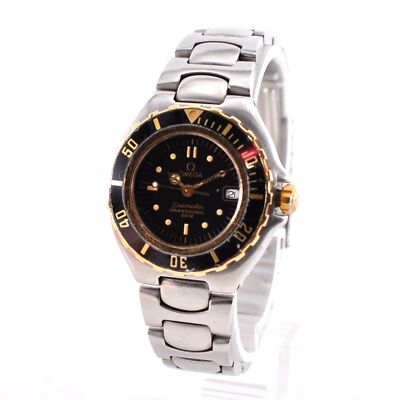 OMEGA Seamaster Combi 200m YG Bezel Quartz Silver Gold Watch New ...