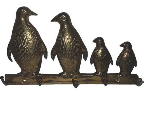 Vintage Brass 4 Penguin Family Key Holder Hanger 7 Inches Across | eBay