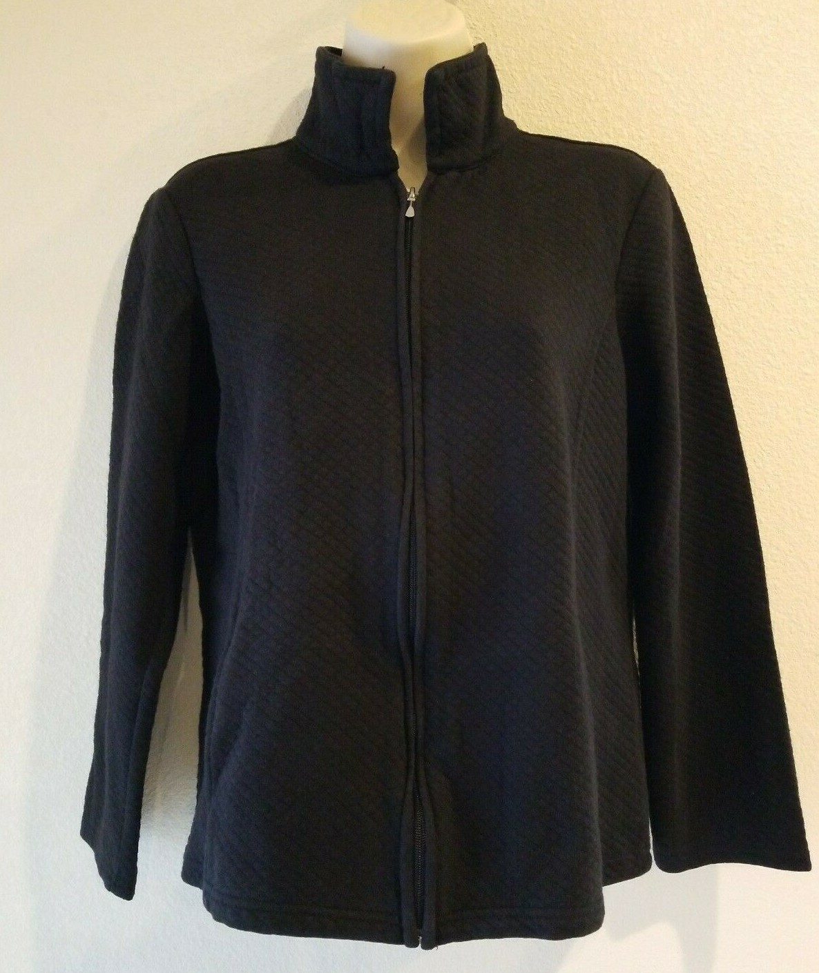 Basic Editions Women Junior Black Fleece Jacket Side … - Gem