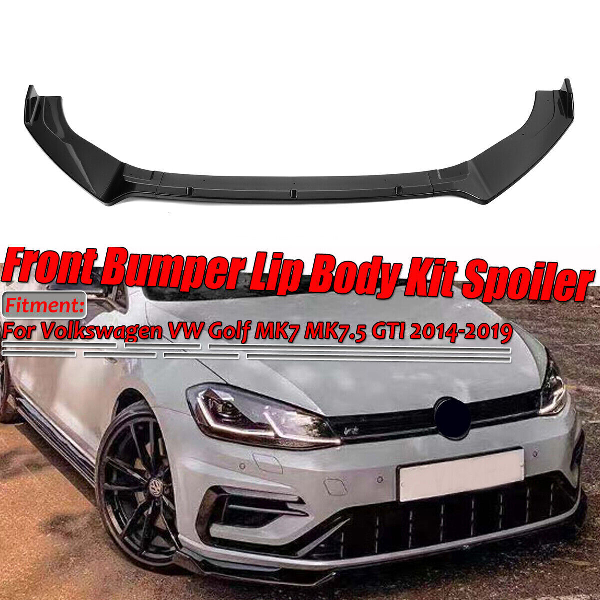 Aerodynamic Car Lip Kit Front Bumper Lip Spoiler For VW Golf MK7/MK7.5 ...