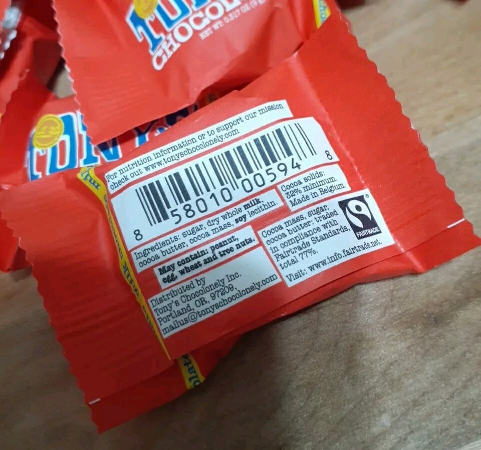 REDUCED!! 100 LOOSE! MINI Tony's Chocolonely Tiny 32% Milk Chocolates ...