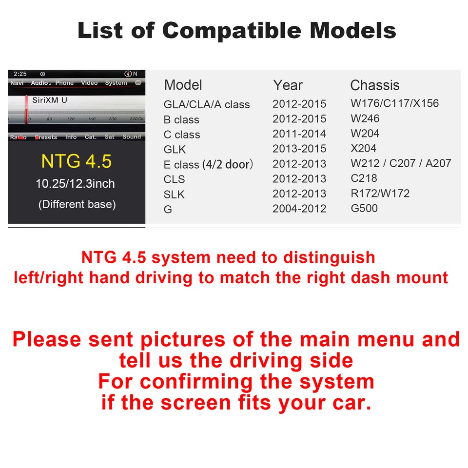 Wireless Carplay/Android Auto 12.3 inch Touch screen for Mercedes Benz NTG4.5 | eBay