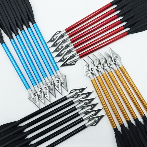 6/12/24Pcs Crossbow Bolts 6.7'' Aluminium Mini Arrows Broadheads ...
