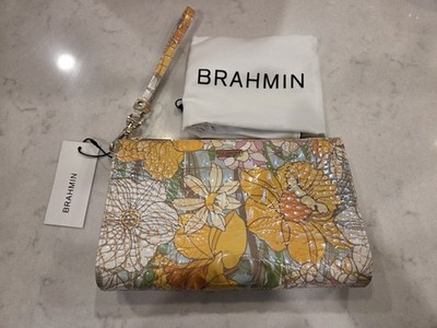 NWT Brahmin Daffodil Yellow Floral Daisy Clutch Wristlet Hard To Find ...