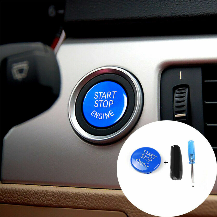 Blue Engine Start/Stop Push Button Switch Replace Cover For BMW E90 E91 ...