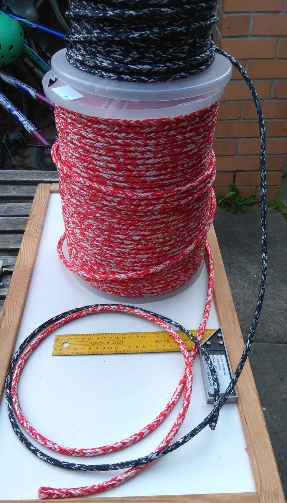 7mm X 4m BLACK & WHITE DOUBLE BRAID DYNEEMA RACING MARINE ROPE SHEET ...
