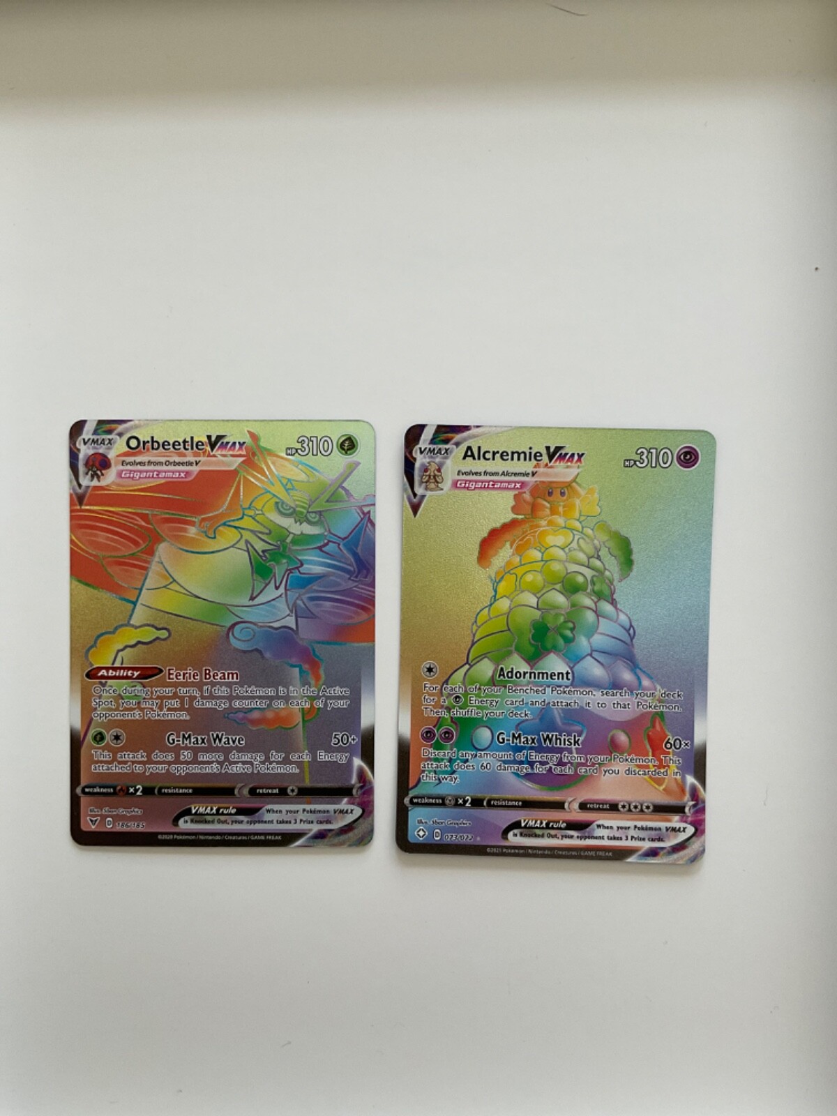 Pokemon TCG Full Art Card Orbeetle Vmax Alcremie VMax | eBay